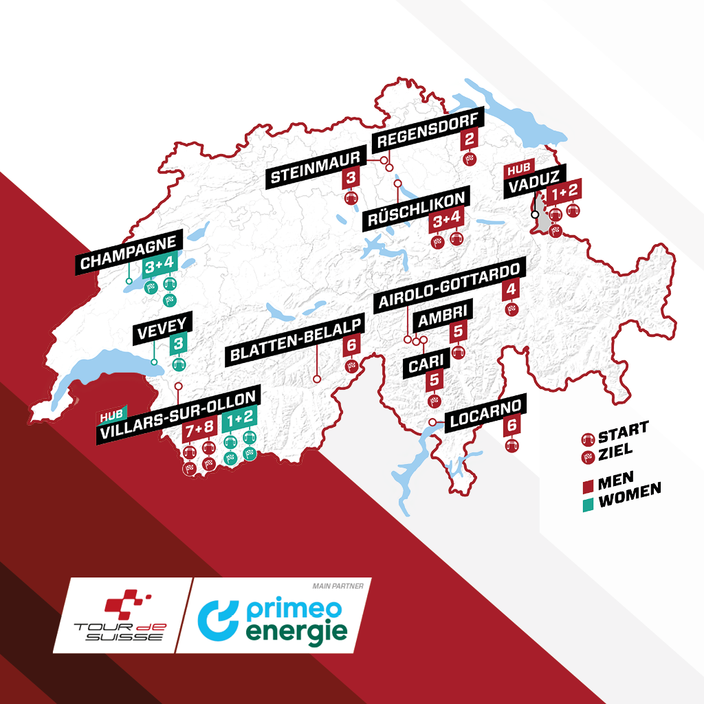 Alle Etappenorte der Tour de Suisse 2024 bekannt | Tour de Suisse